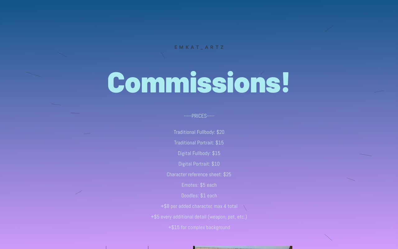 Commissions Sheet